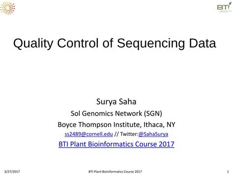 Pdf Quality Control Of Sequencing Data · 2017 3 28