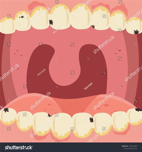 Cute Cartoon Teeth Character Oral Cavity Stock Vektorgrafik Lizenzfrei 1266554389