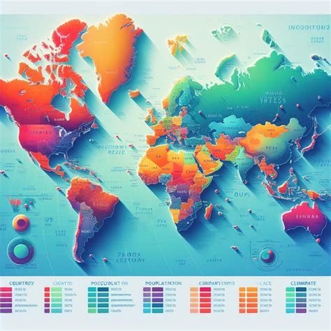 Premium Photo Colorful Digital World Map