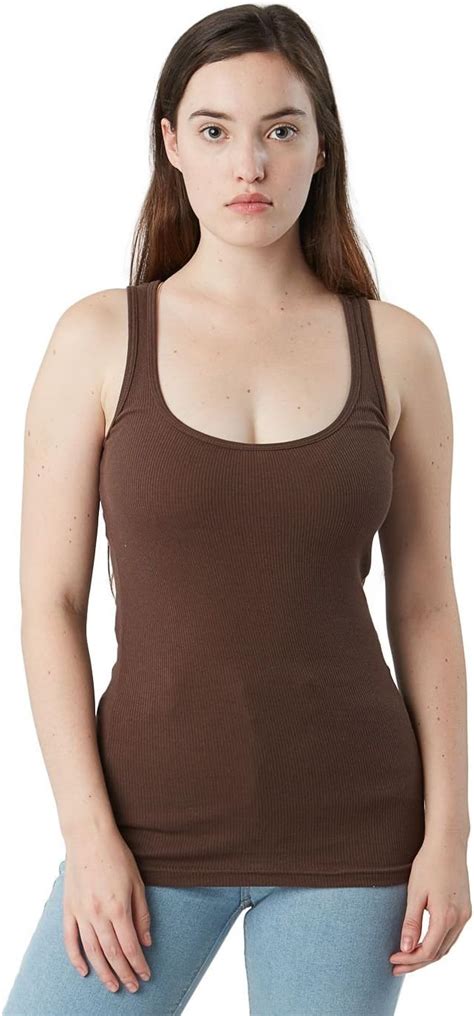 American Apparel Womens 2x1 Rib U Neck Tank Size L Brown At Amazon Womens Clothing Store Tank