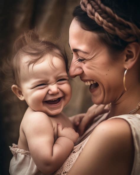 Feliz Mãe E Bebê Rindo Foto Premium