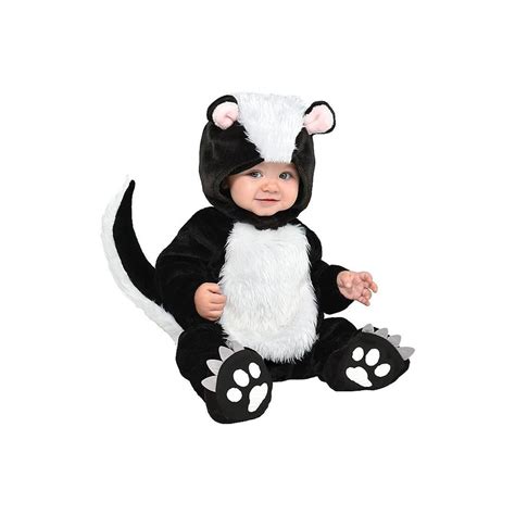 Infant Skunk Blackwhite Jumpsuit With Hood And Tail Halloween Costume