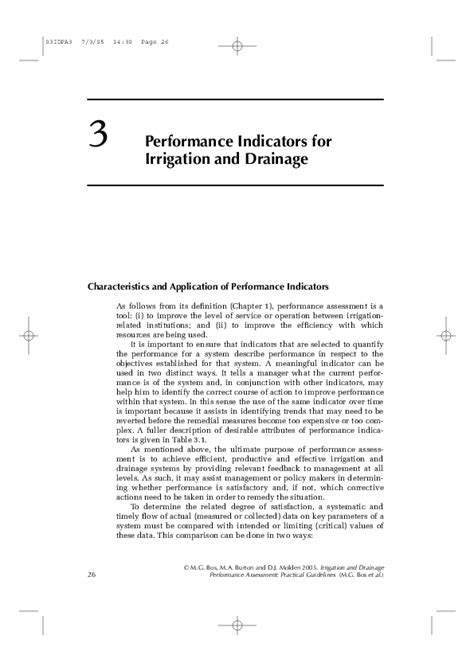 Pdf 3 Performance Indicators For Irrigation And Drainage