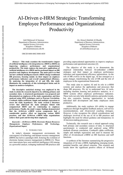 Pdf Ai Driven E Hrm Strategies Transforming Employee Performance And