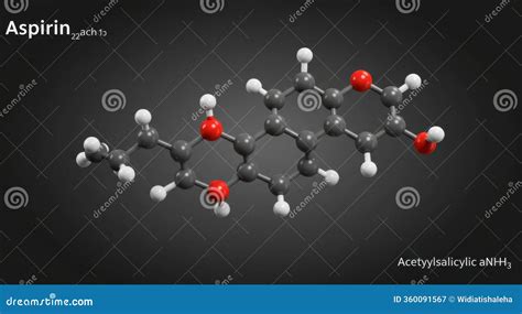 Aspirin Molecular Structure A 3d Model Of Acetylsalicylic Acid Stock