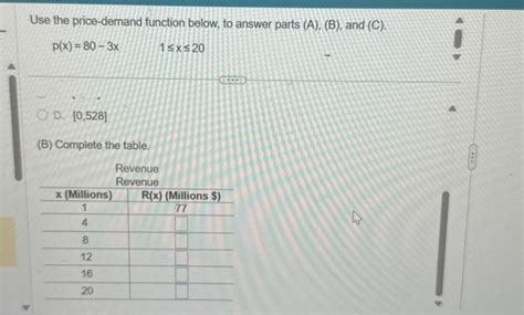 Use The Price Demand Function Below To Answer Parts Chegg