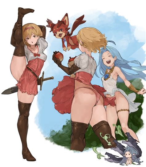 Djeeta Lyria Vyrn And Tiamat Granblue Fantasy Drawn By N Danbooru