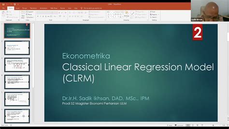 Clasical Linear Regression Model Clrm Sadik Ikhsan Youtube
