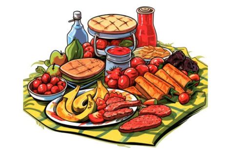 Assorted Barbecue Veggi Cartoon Comic Graphic By Actart Designs