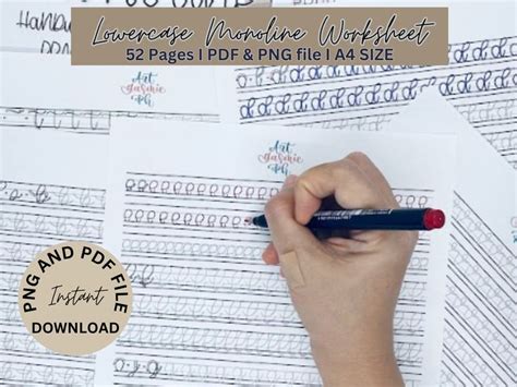 Lowercase Monoline Practice Guide Worksheet I Monoline Calligraphy