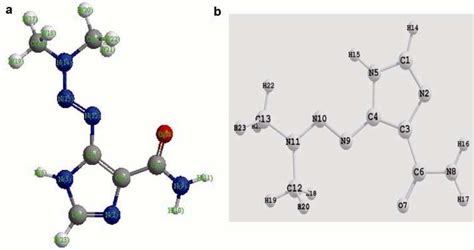 A X Ray Structure Of Dacarbazine B Geometry Of The Dacarbazine