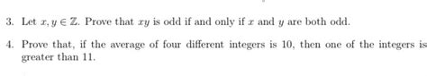 Solved 3 Let Xy∈z Prove That Xy Is Odd If And Only If X