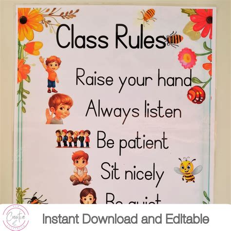 Bee Themed Classroom Rules Posters Printable Class Rules For