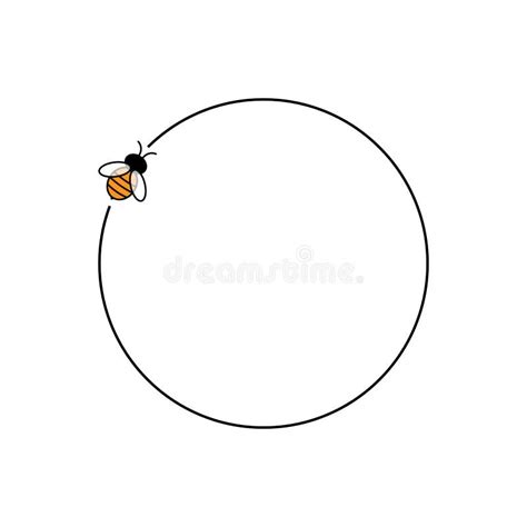 Cute Honey Bee On Round Frame For Your Design Stock Vector Illustration Of Summer Circle