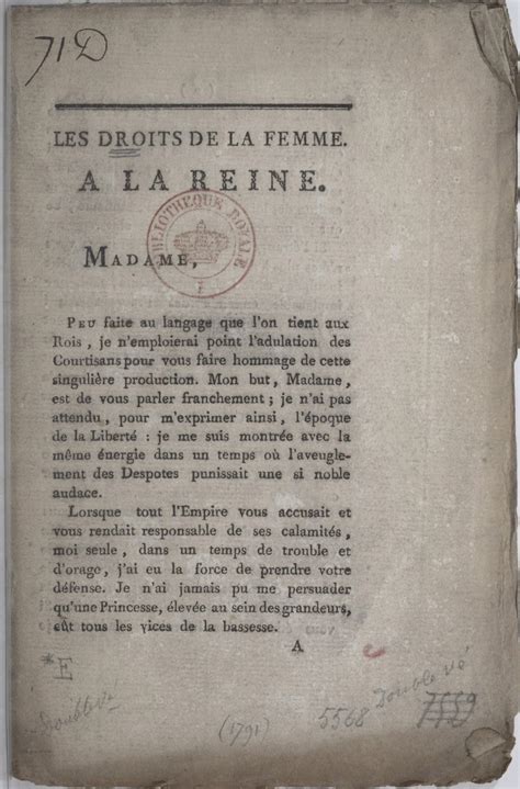 Déclaration Des Droits De La Femme Et De La Citoyenne Olympe De Gouges