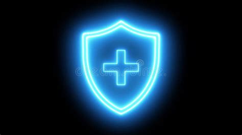 Health Shield Neon Icon Animated Protective Shield Lock Barrier Health