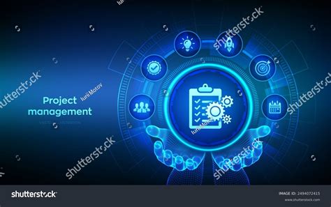 Project Management Icon Wireframe Hands Effective Stock Vector Royalty