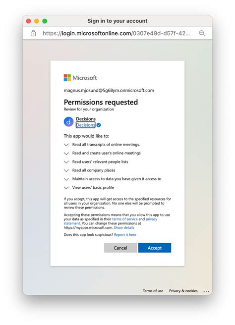 Decisions Microsoft Graph Permissions