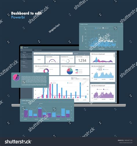 Interactive Template Graphs Dashboard Analytics Diagrams Stock Vector
