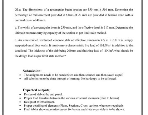 Solved Q3a The Dimensions Of A Rectangular Beam Section