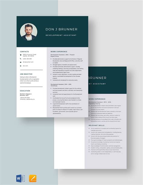 Development Assistant Resume In Pages Word Download