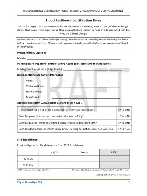 Fillable Online Flood Resilience Certification Form Fax Email Print