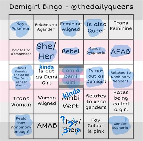 The Demigirl Bingo 💖 Rdemigirl