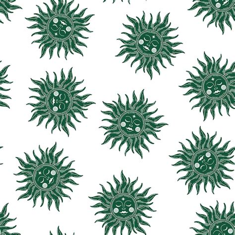 Premium Vector Green Celestial Seamless Pattern Celestial Seamless