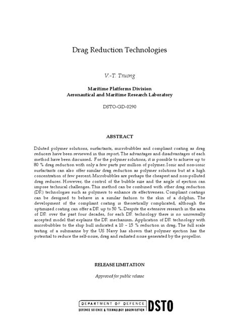 Drag Reduction Techniques Pdf Pdf Reynolds Number Surfactant