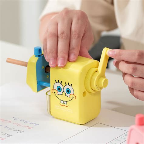 Deli Spongebob Squarepants Rotary Sharpener For Thick Graphite Pencil Cute Stationery Pengasah