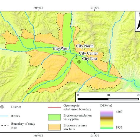 Outline Of The Geomorphic Types In The Study Area Download