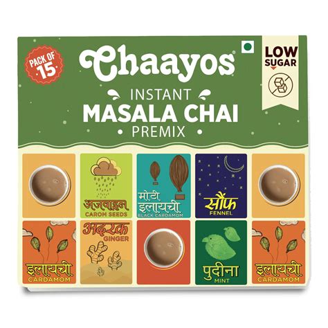 Chaayos Instant Tea Premix Regular Sugar Masala Flavour 15 Sachets