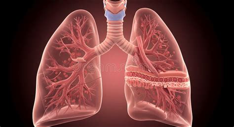 Human Lung Anatomy With Bronchial Tree And Alveoli Illustration Stock