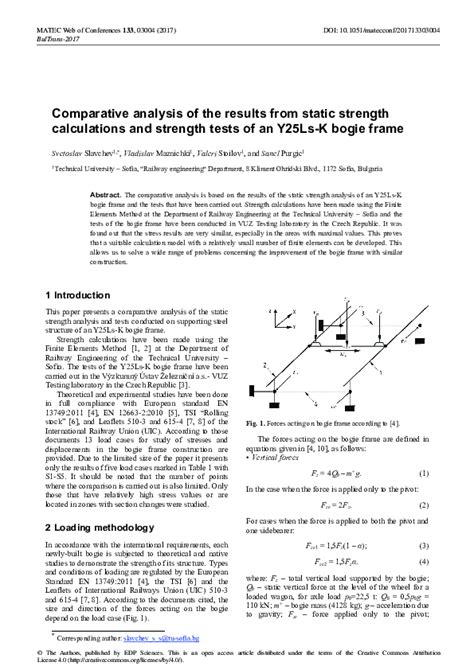 Pdf Comparative Analysis Of The Results From Static Strength