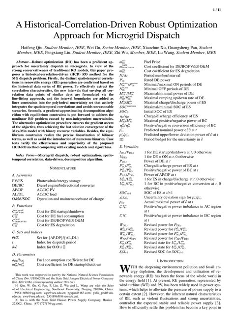 Pdf A Historical Correlation Driven Robust Optimization Approach For Microgrid Dispatch