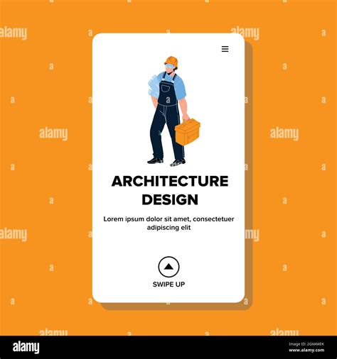Architecture Design Draft Holding Architect Vector Flat Stock Vector Architecture Design Draft Holding Architect Vector Flat Stock Vector