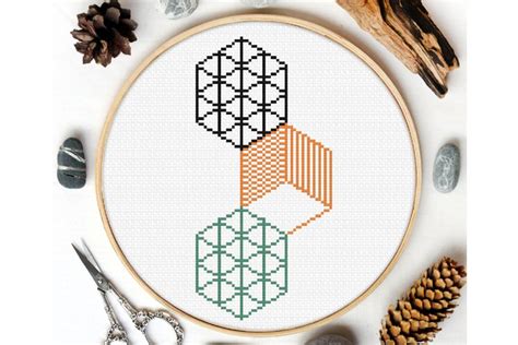 geometric cross stitch pattern pdf hexagon easy midcentury