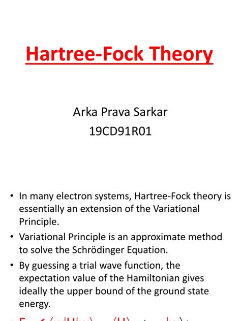 an overview of hartree fock theory and its applications in quantum