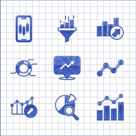 Set Financial Growth Search Data Analysis Graph Chart Infographic Pie And Mobile Stock