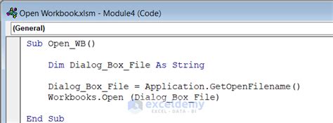 How To Open A Workbook From A Path Using Excel Vba 4 Examples