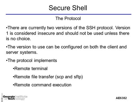 ae6382 secure shell usually referred to as ssh the name refers to both