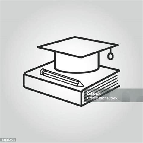 교육 아이콘입니다 졸업 모자 책과 연필 기호입니다 벡터 일러스트입니다 벡터에 대한 스톡 벡터 아트 및 기타 이미지 벡터 책 학사모 Istock