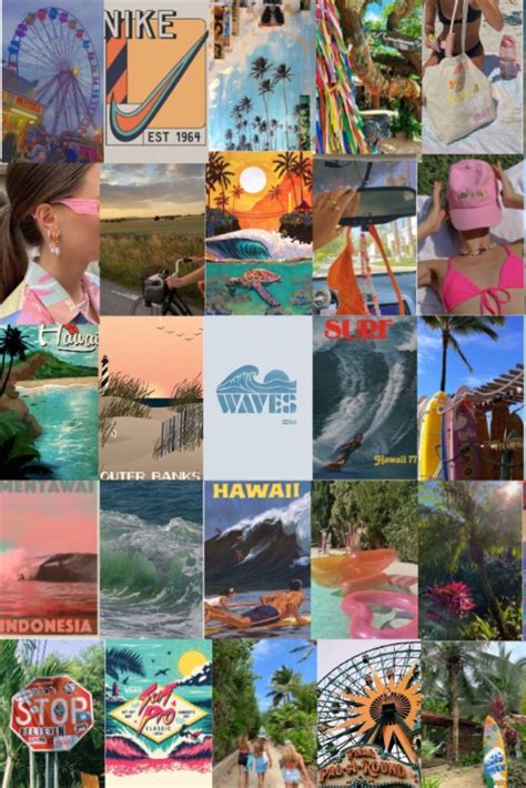 Aesthetic Summer Wall Collage Kit 105pcs Beach Wall Collage Wall