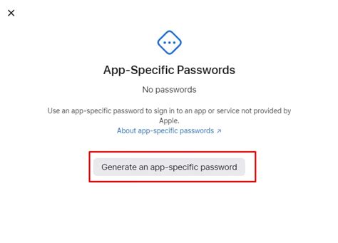 generate app specific password in individual dev account