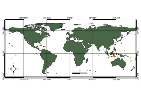 World Map Of Panulirus Femoristriga Red Spot Distribution Of P