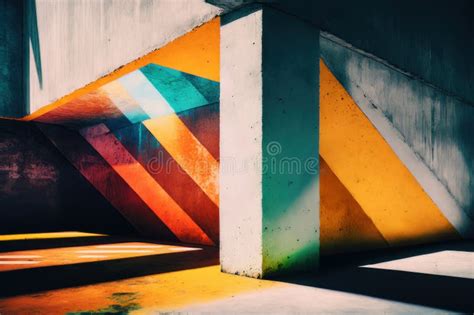 Abstract Architectural Pattern Colorful Interior Design Illustration Ai Generative Stock Abstract Architectural Pattern Colorful Interior Design Illustration Ai Generative Stock