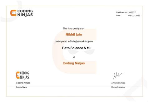 Nikhil Jain On Linkedin Codingninjas Learning Datascience