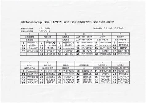 【u12】6年生＜nanahoカップ組み合わせ＞