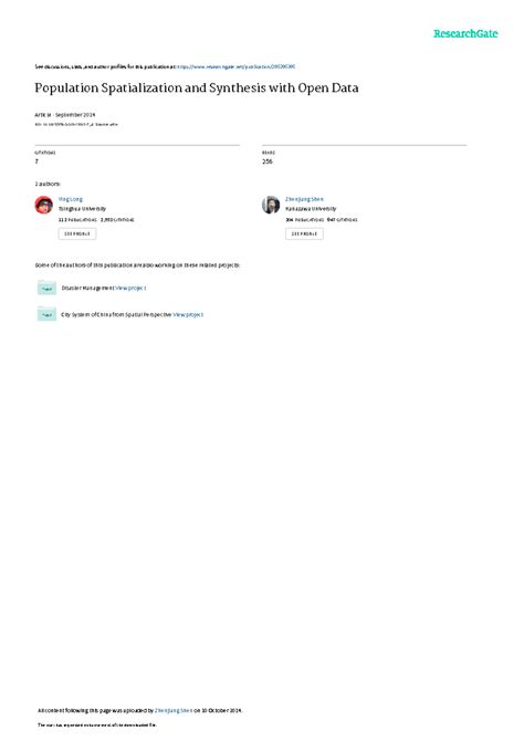 population spatialization and synthesis with open see discussions
