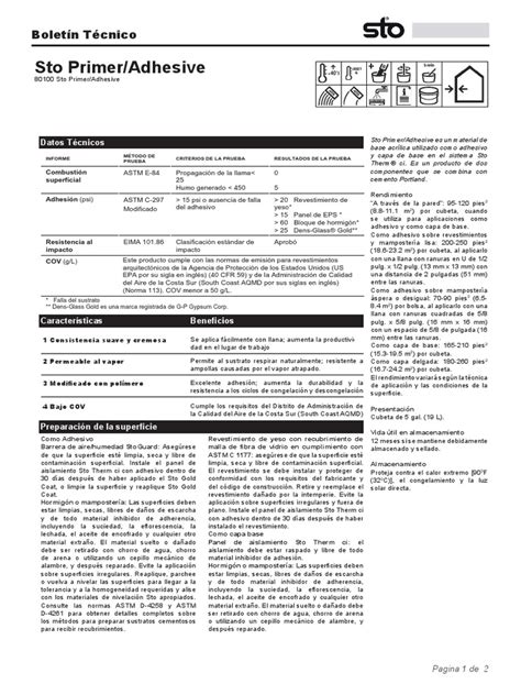 Sp155 80100 Sto Primeradhesive Reva30 0616 Pdf Hormigón Agua